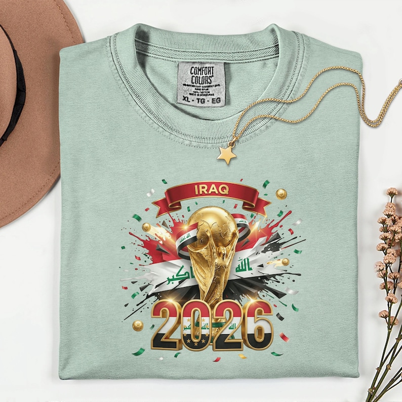 Iraq 2026 Soccer Shirt, Iraqi Flag Football Tee, Comfort Colors Garment ...