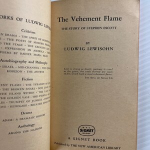 The Vehement Flame by Ludwig Lewisohn – the Story of Stephen Escott ...