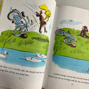 Curious George Rides a Bike by H.A. Rey vintage Hardback Book 1995 ...