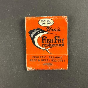 Urie's Fish Fry Restaurant, Wildwood, New Jersey NJ Vintage Matchbook ...