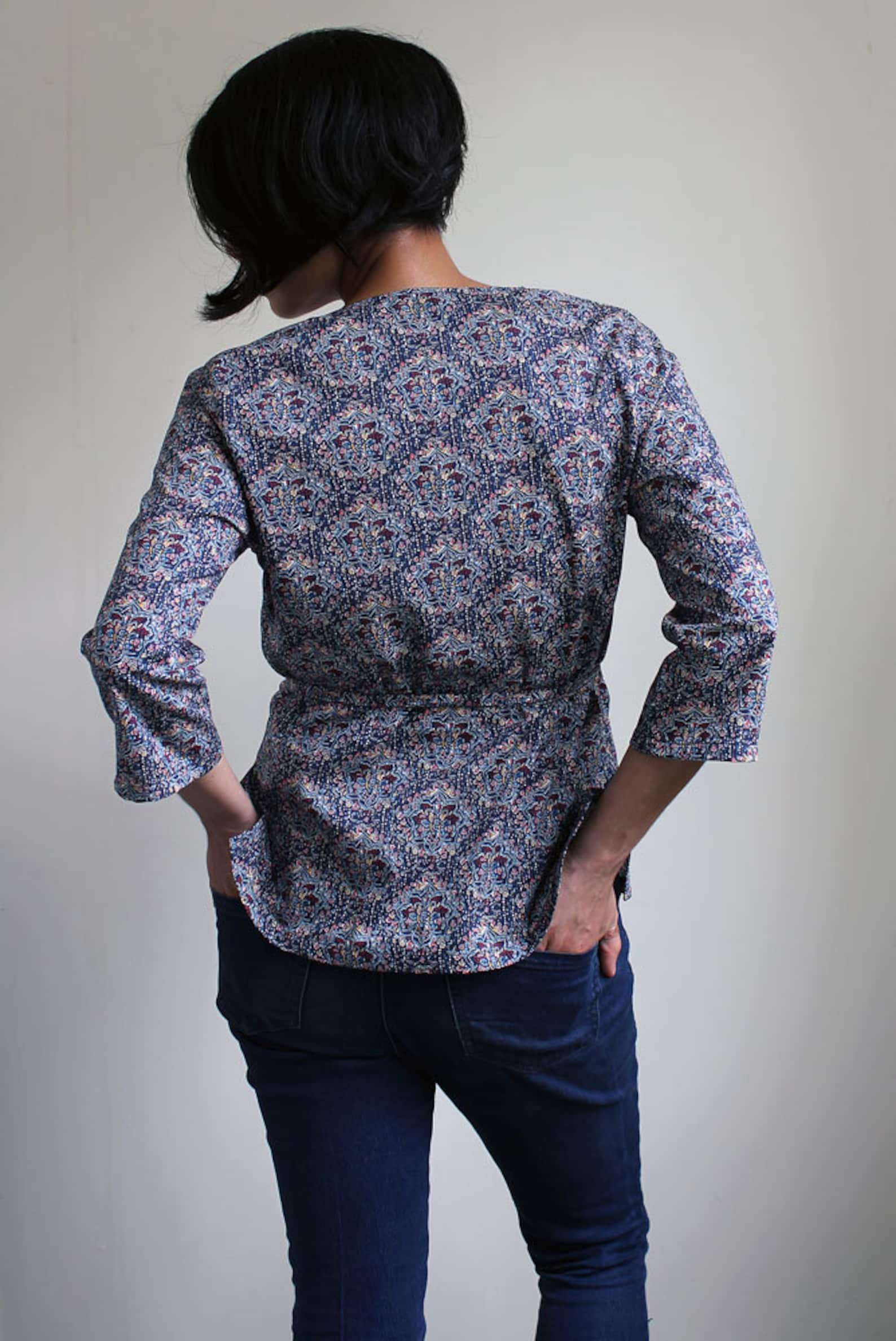 Classic Wrap Shirt SEWING PATTERN With Narrow Waist Ties and Three ...