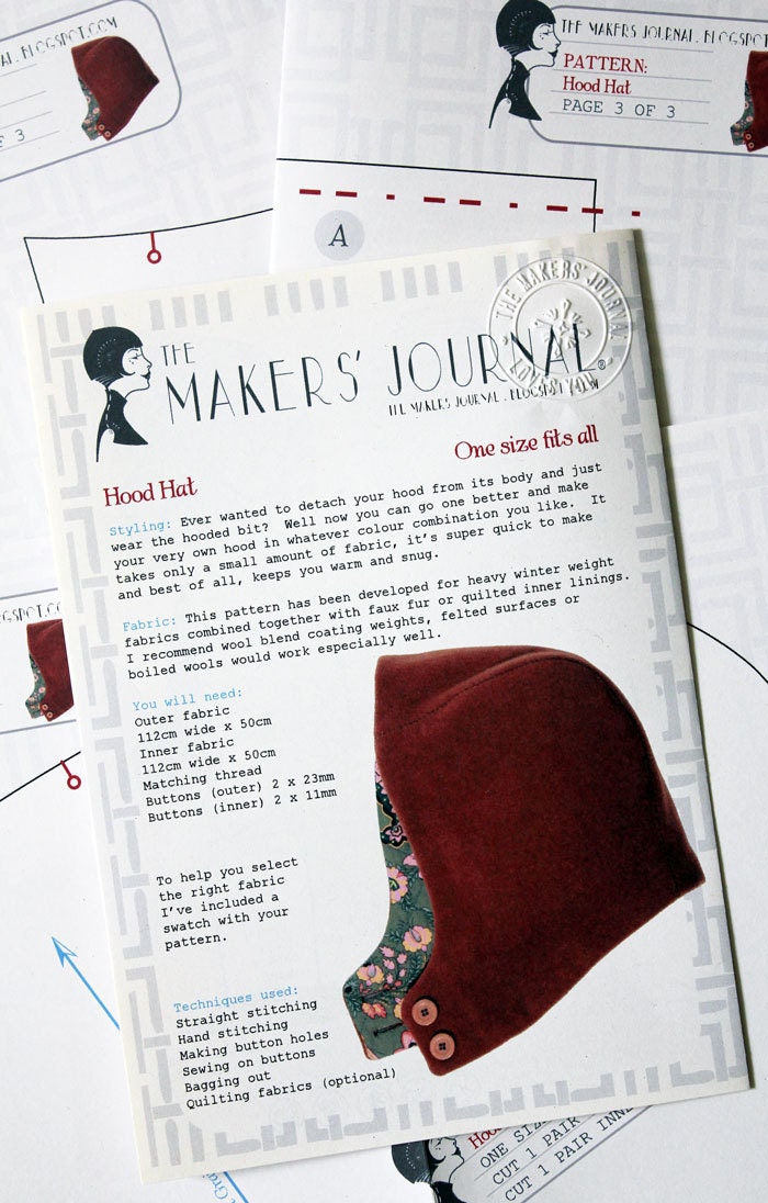 Women's Detachable Hood Hat SEWING PATTERN With Quilted Lining - Etsy
