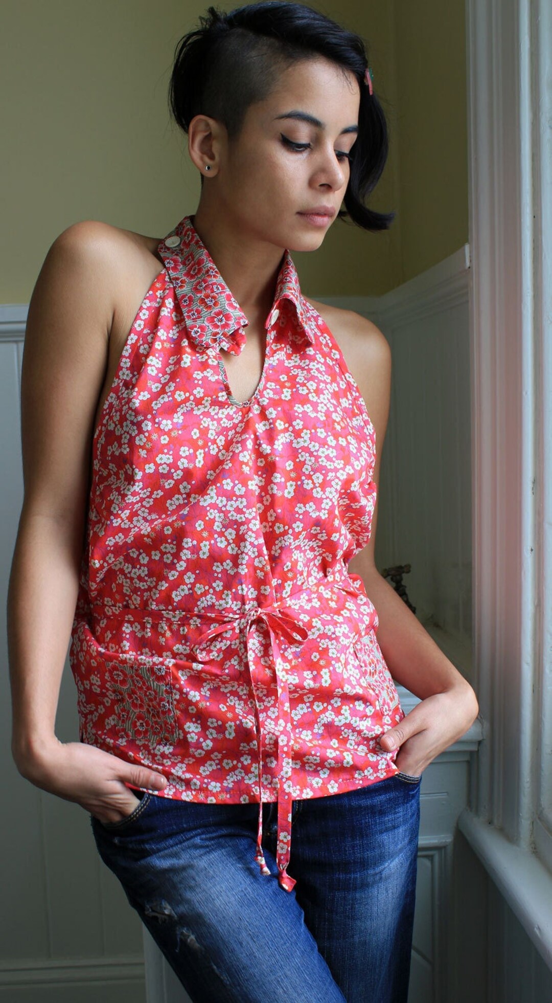 Halter Neck Wrap Around Top SEWING PATTERN With Narrow Waist Ties ...