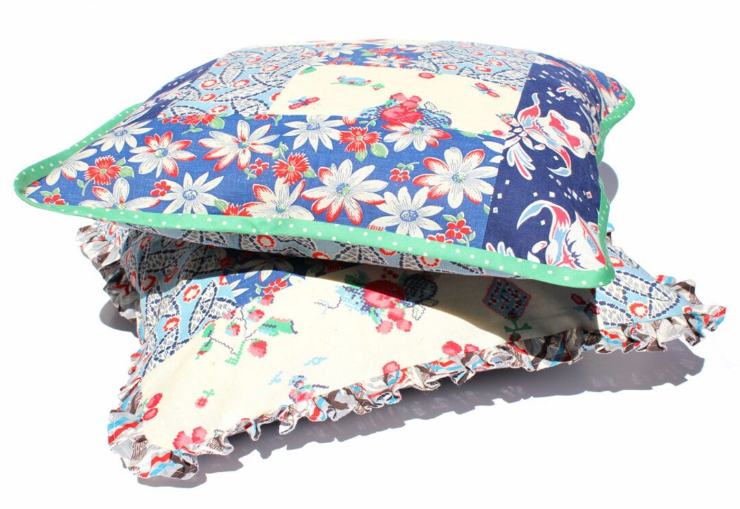 Retro Style Patchwork Square Cushion Cover SEWING PATTERN With Bound or ...