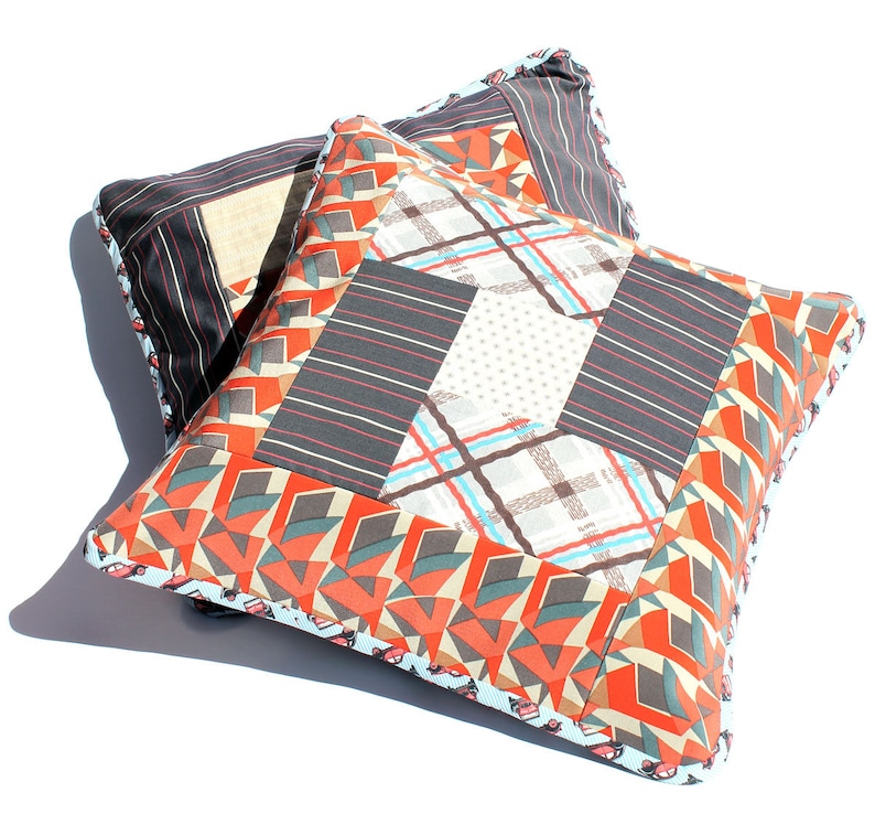 Retro Style Patchwork Square Cushion Cover SEWING PATTERN With Bound or ...