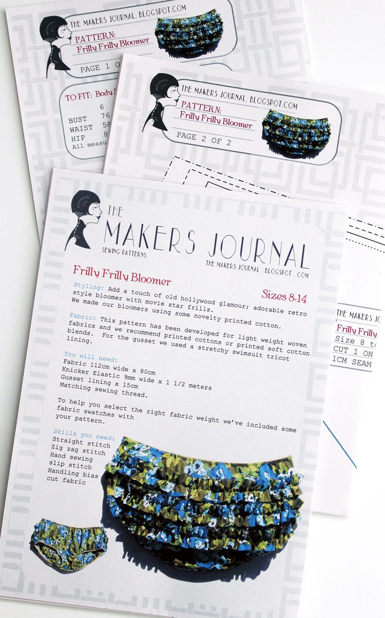 Ladies Woven Frilly Frilly Bloomer SEWING PATTERN in Sizes 8-14 - Etsy