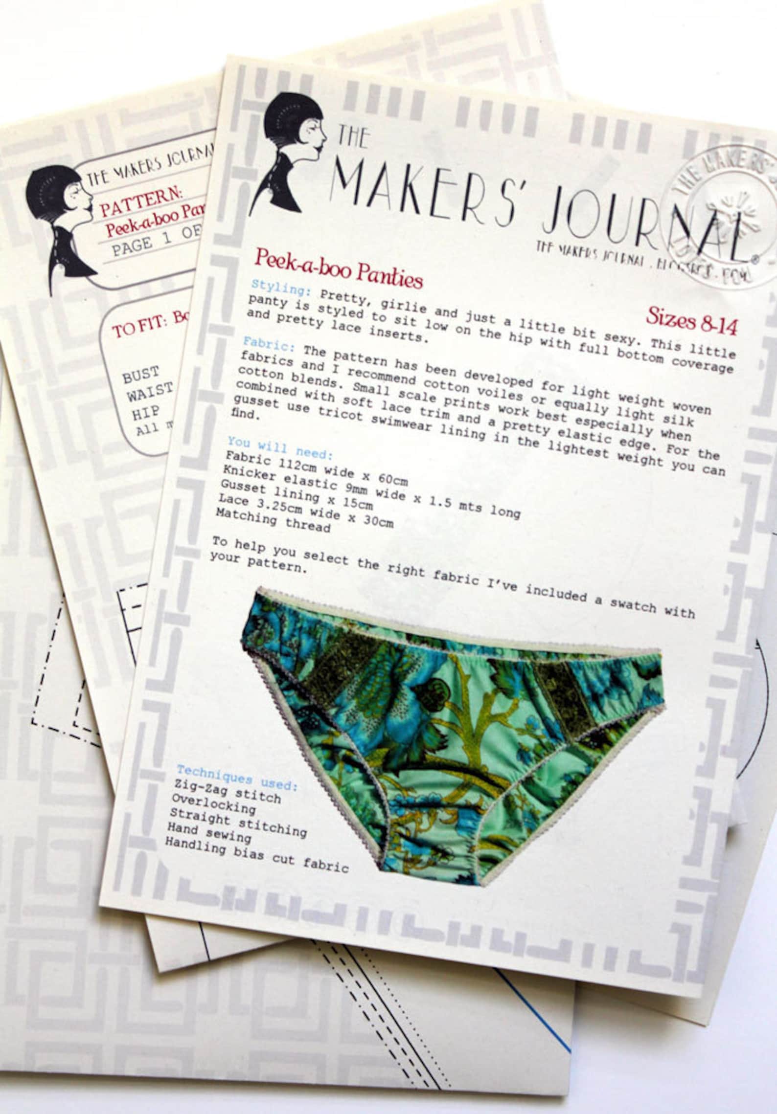 Cute Ladies Woven Knicker SEWING PATTERN With Peek-a-boo Lace Inserts ...