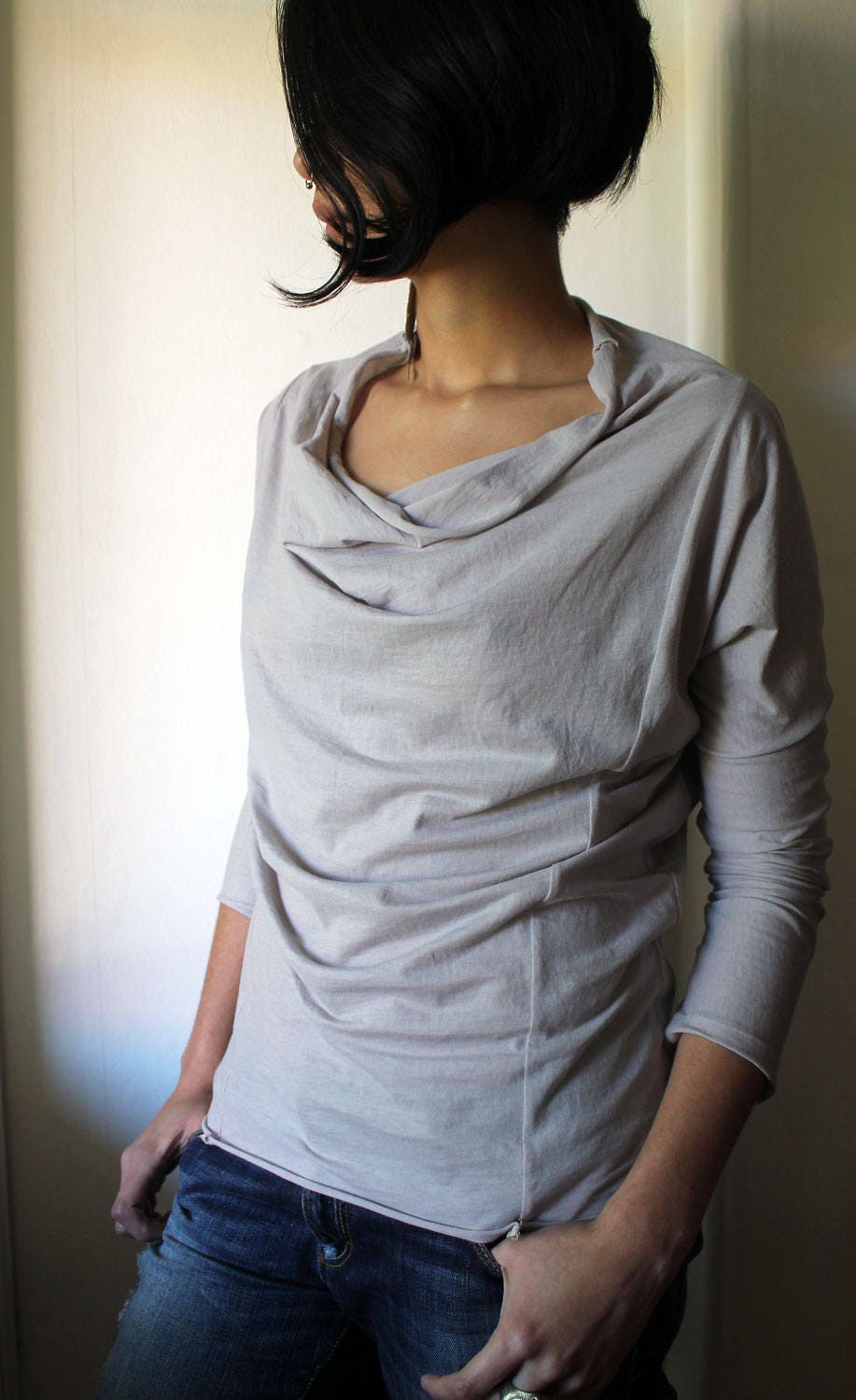 Ladies Casual Jersey Top SEWING PATTERN With Cowl Neckline and Narrow ...