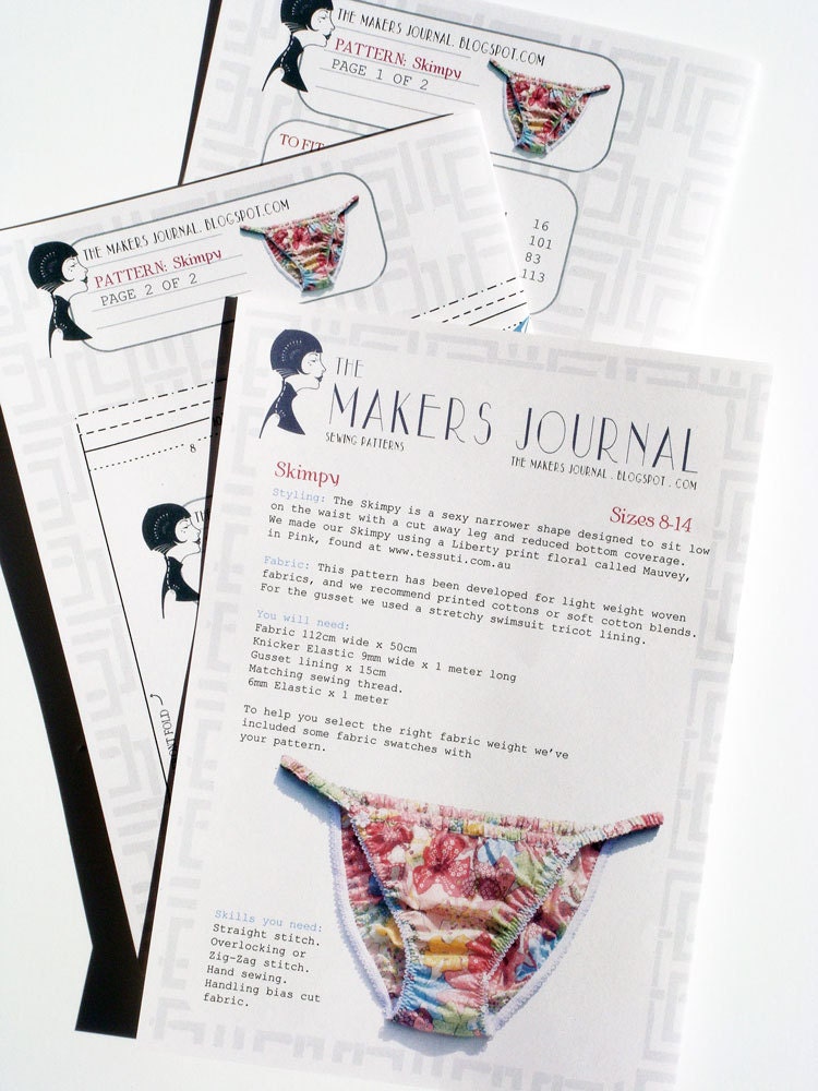 Cute Cut Away Skimpy Knicker Lingerie SEWING PATTERN With Narrow ...