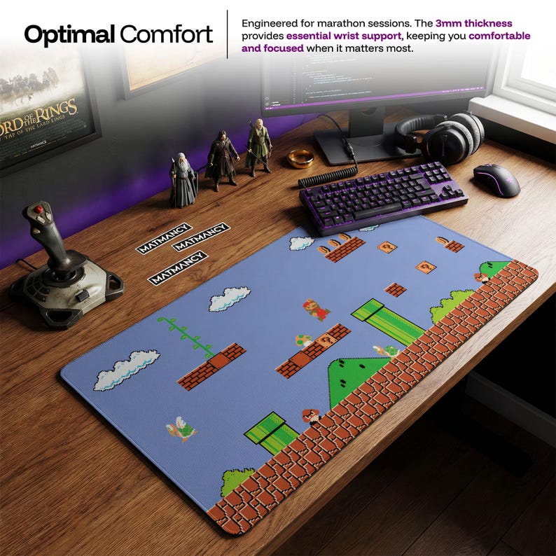 Retro Mario Pixel Art Desk Mat, 8-bit Gaming Mousepad, Nostalgic Decor ...