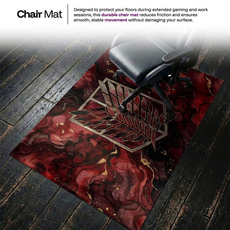 Attack on Titan Wings of Freedom Desk Mat, Red Gold Abstract Anime ...