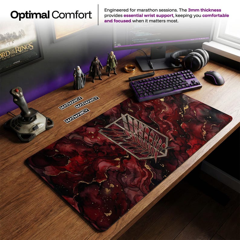 Attack on Titan Wings of Freedom Desk Mat, Red Gold Abstract Anime ...