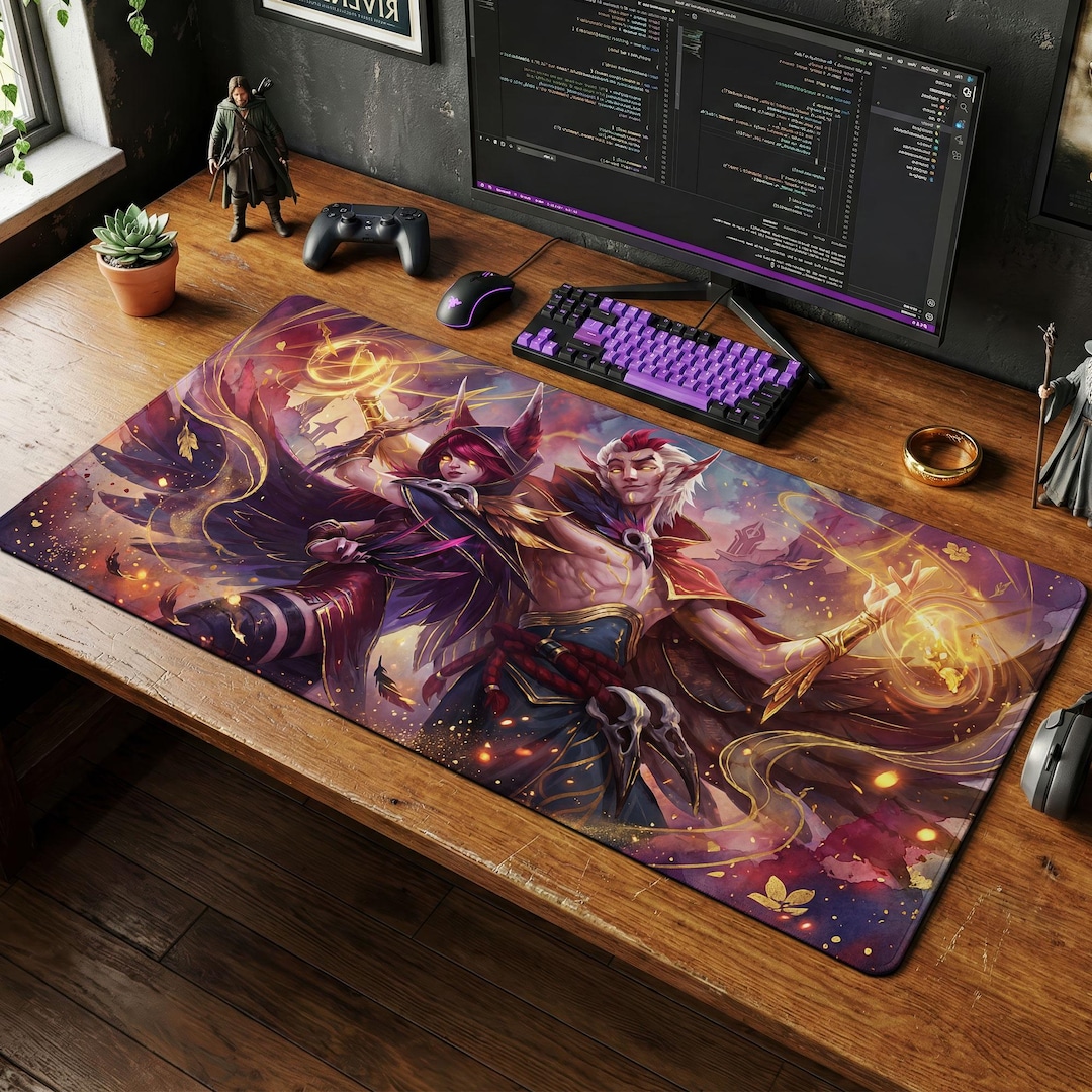 Xayah Rakan Dusk Mouse Pad | Lol Desk Mat, League of Legends Pair Gift ...