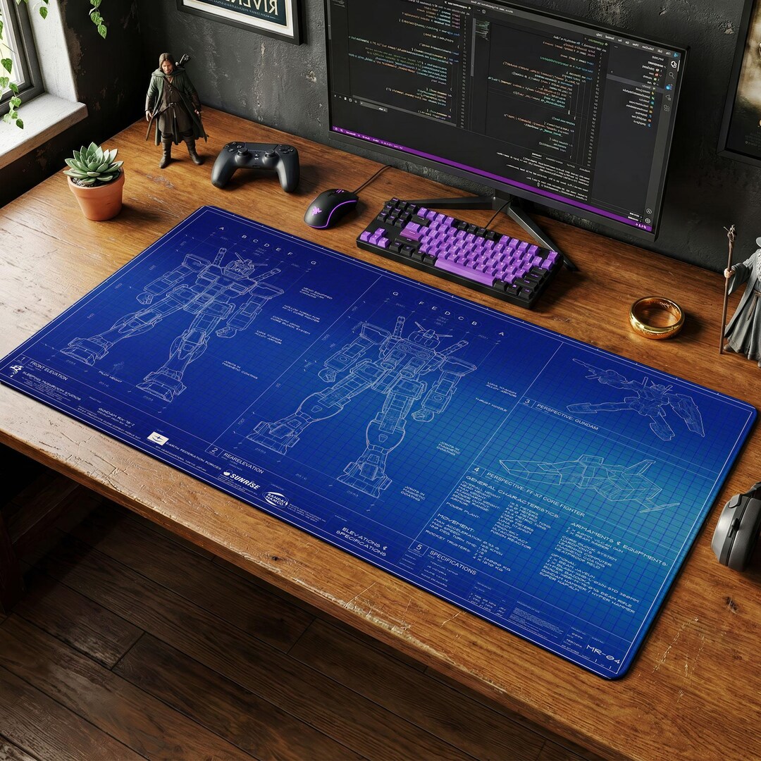 Mecha Blueprint Mouse Pad, Sci-fi Robot Schematic Desk Mat, Geeky ...
