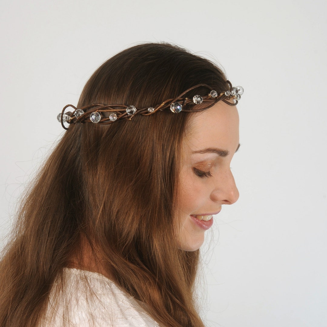 Crystal Tiara, Wedding Crown Hair Accessory, Rustic Vine Wire Headband ...