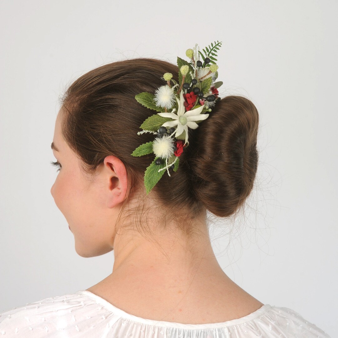 Australian Natives Flower Hair Comb, Eucalyptus Leaf Hair Piece, Bridal ...