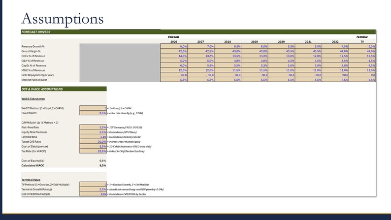 Standard DCF Valuation Model Excel | Three-statement Financial Model ...