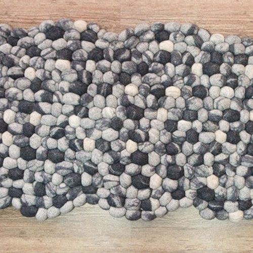 Stone Rug Wool Felt Rectangular Living Room Pebble Rug - Etsy