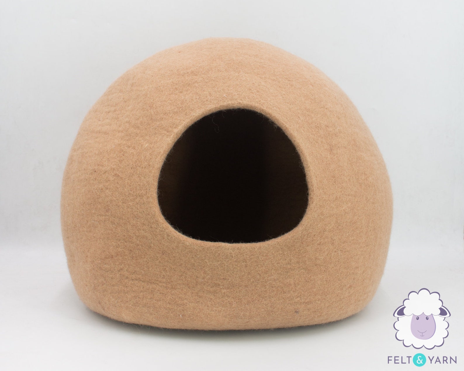50cm Wool Felt Single Color Peach and Brown Cat Cave Cocoon | Etsy