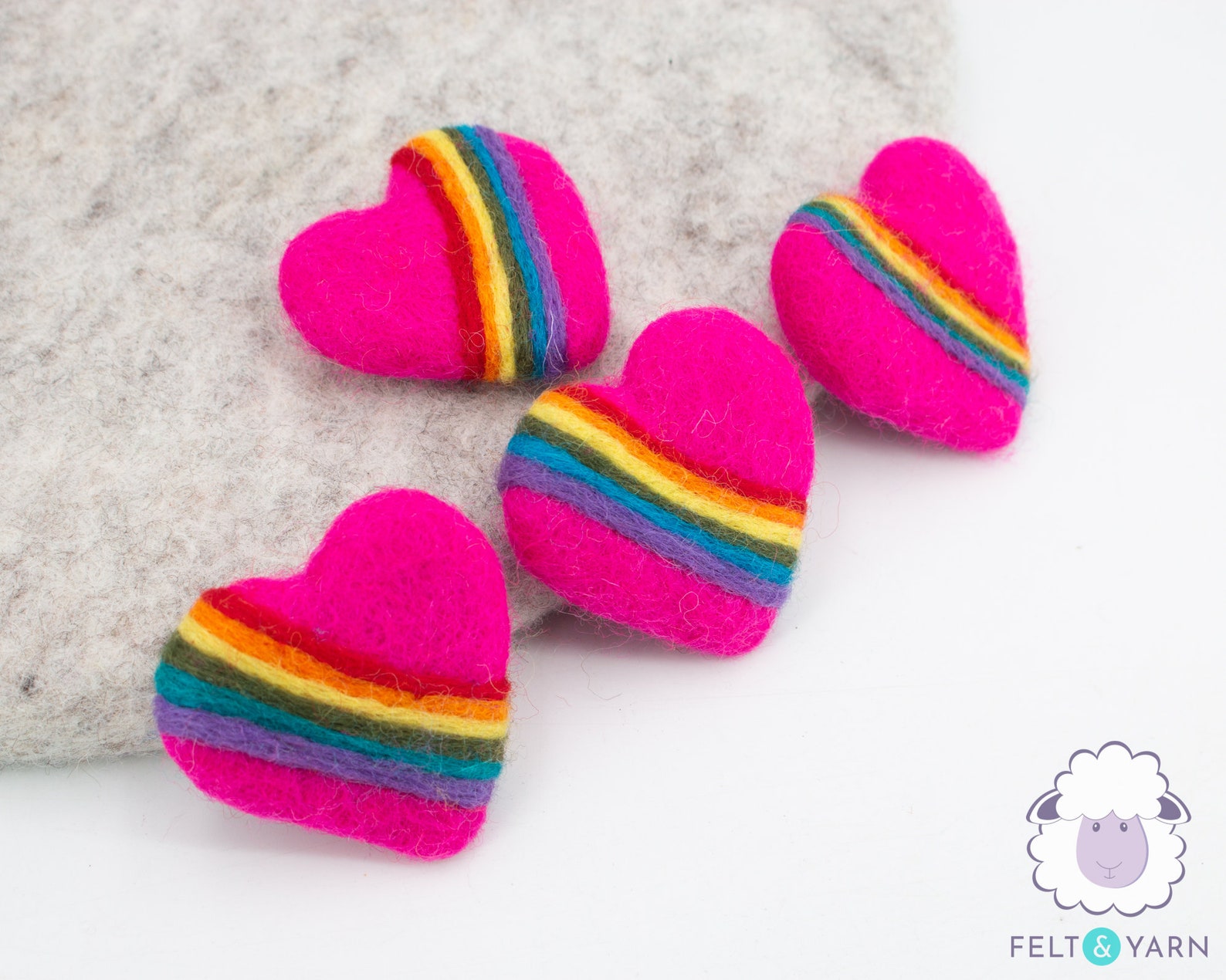 50 Pcs of Bulk Wool Felt Hearts Hand Felted Pride Heart Shape for DIY ...