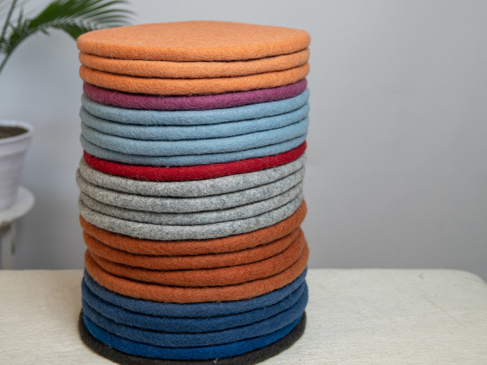 35cm Wool Felted Seat Pad, Round Thick Chair Cushion for Felt Home ...