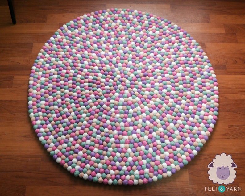 Rug With Pinkish Tone Wool Felted Ball Rug Indoor Room Decor - Etsy