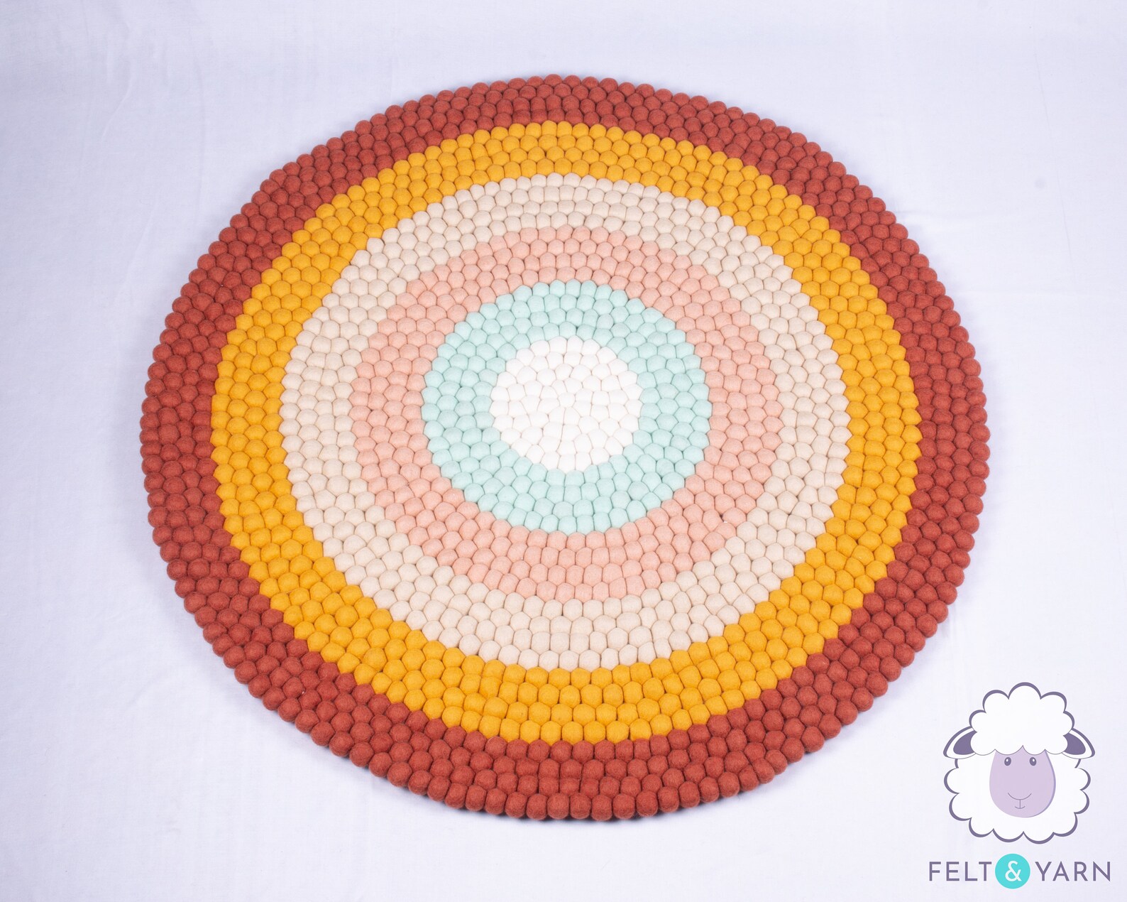 Rainbow Felt Ball Rug Wool Ball Carpet Round Rugs Handmade - Etsy