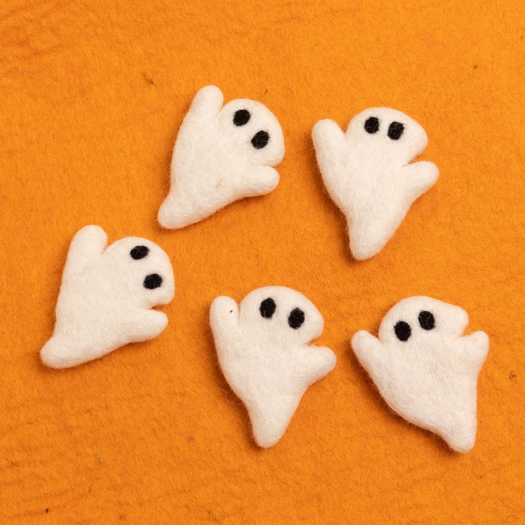 7cm Wool Felt Ghost Ornament | Halloween Ghosts | Felt Ghost Garland ...