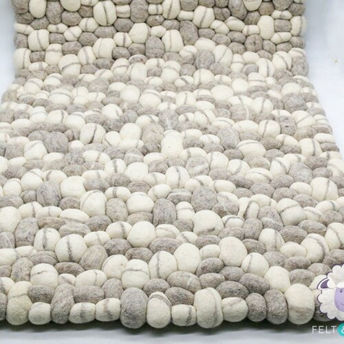 Stone Rug Wool Felt Rectangular Living Room Pebble Rug - Etsy