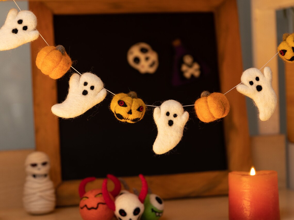 7cm Wool Felt Halloween Ghost | Halloween Decorations | Halloween Craft ...