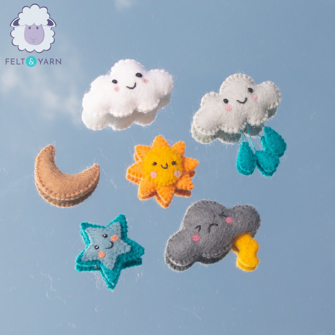 Weather Set for Nursery Decor, Felt Sun, Moon Cloud, Star- Fair Trade ...