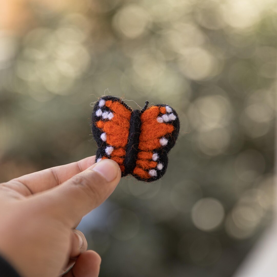 20 Pcs of Wool Felt Orange Butterfly Hand Felted 5cm Monarch for DIY ...