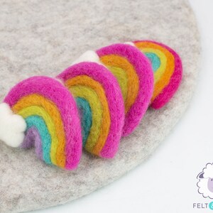 20 Pieces | 7cm Felt Rainbow With a Cloud | Felted Pastel Rainbow ...