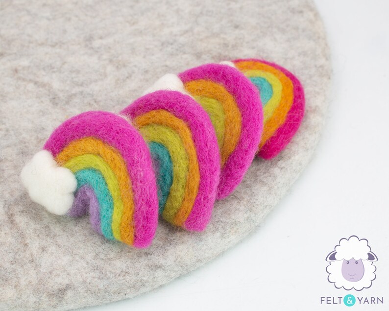 20 Pieces 7cm Felt Rainbow With a Cloud Felted Pastel - Etsy