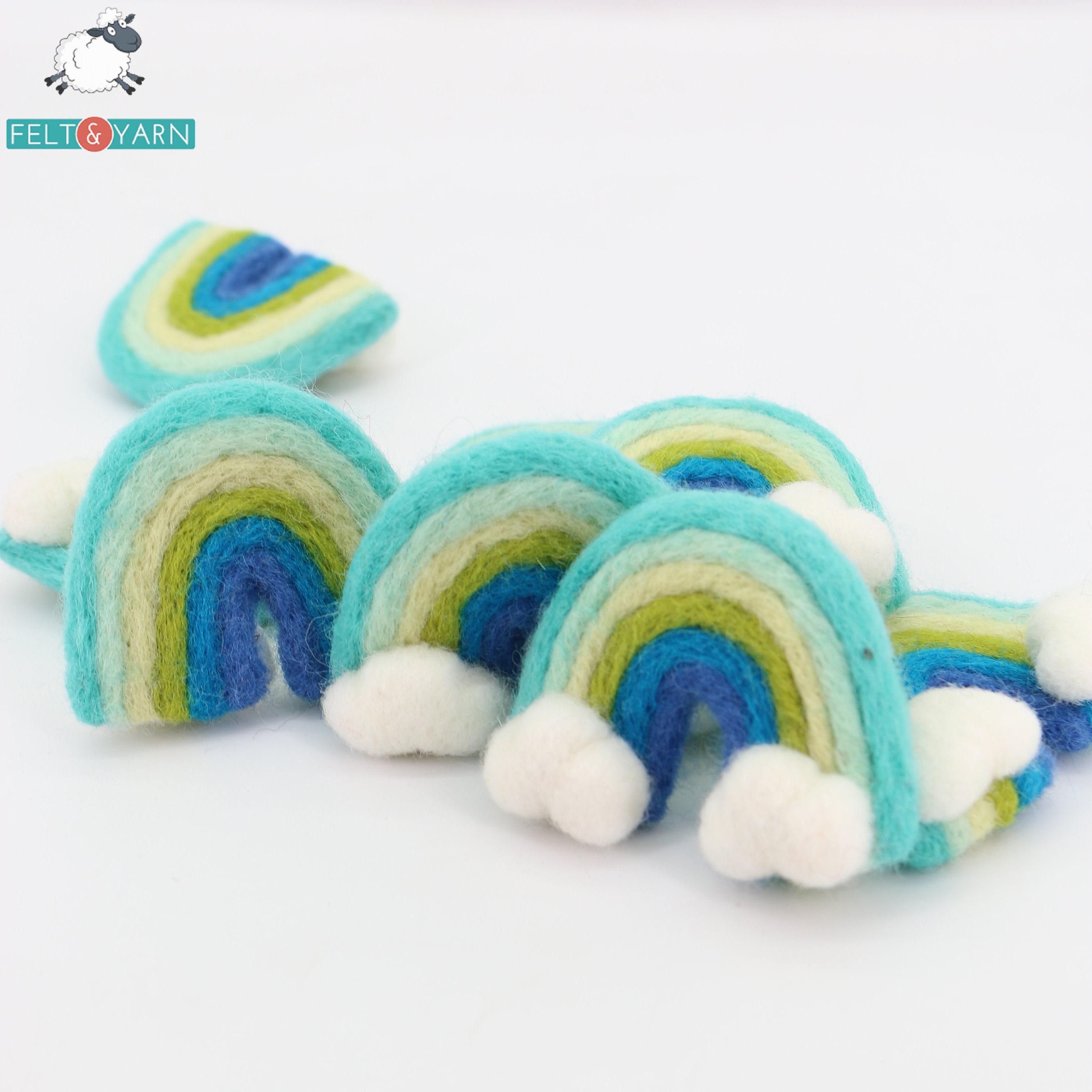 20 Pieces 7cm Felt Rainbow With Clouds Blue Felt Rainbows | Etsy