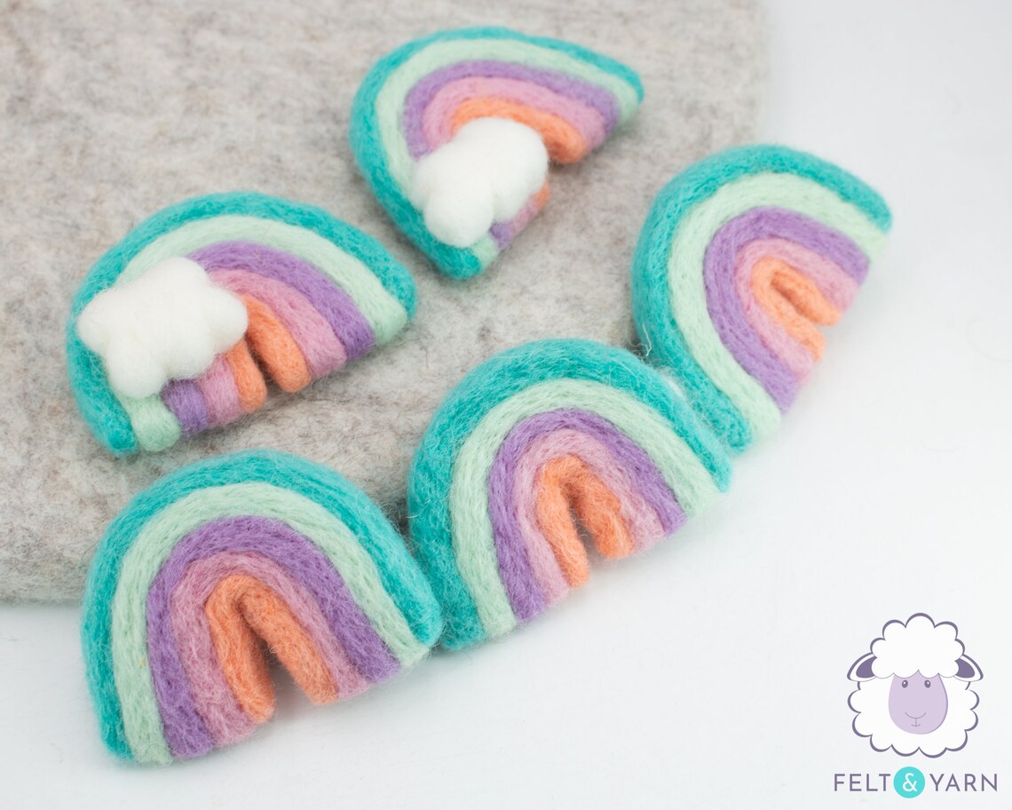 20 Pieces 7cm Felt Rainbow With Clouds Felt accessories | Etsy