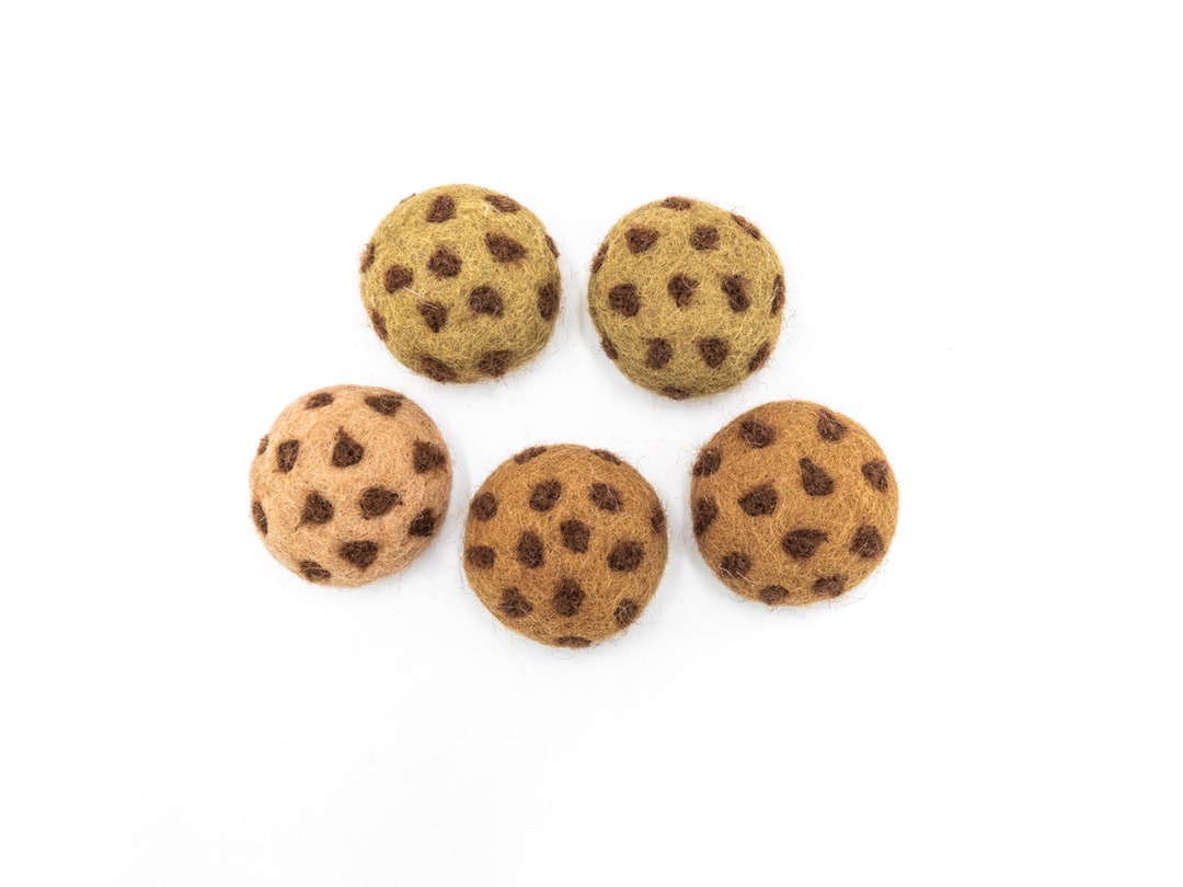 25 Pieces Felt Chocochip Cookie Felt Pretend Play Cookie Chocolate Chip ...