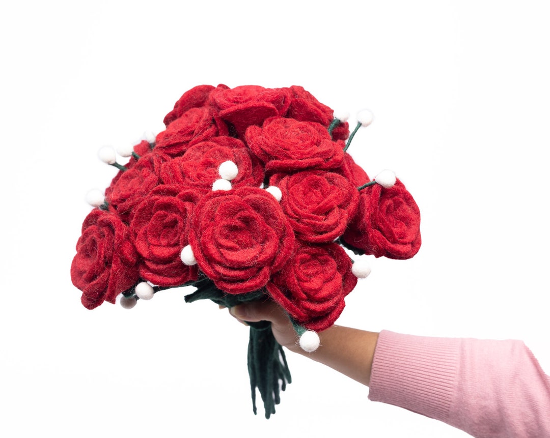 Handmade Felt Roses With Gypsy Roses for Bouquet Flowers for Home Decor ...
