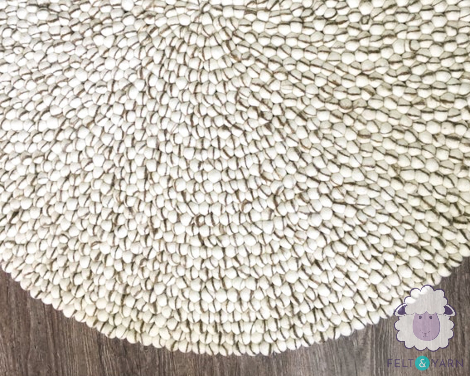Striped Felted White Ball Wool Rug Round Rectangular Mat | Etsy