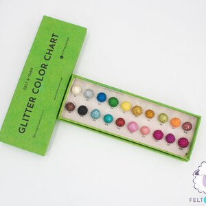 Glitter Color Chart With 20 Amazing Glitter Colors | 1.5cm Felt Ball ...