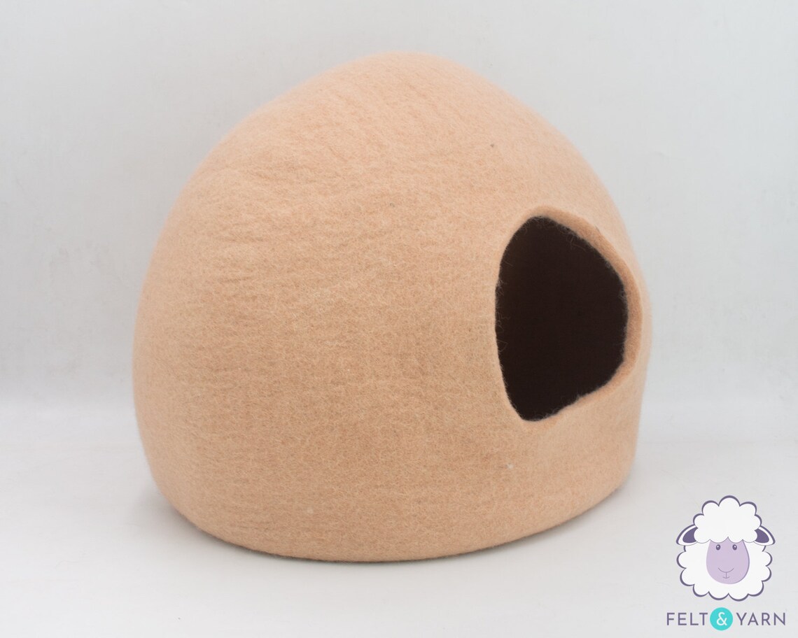 50cm Wool Felt Single Color Peach and Brown Cat Cave Cocoon | Etsy