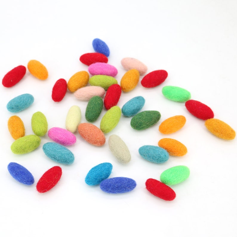 Multi Color Felt Oval Shape Felt Ball for Craft DIY Ideas & Decor ...