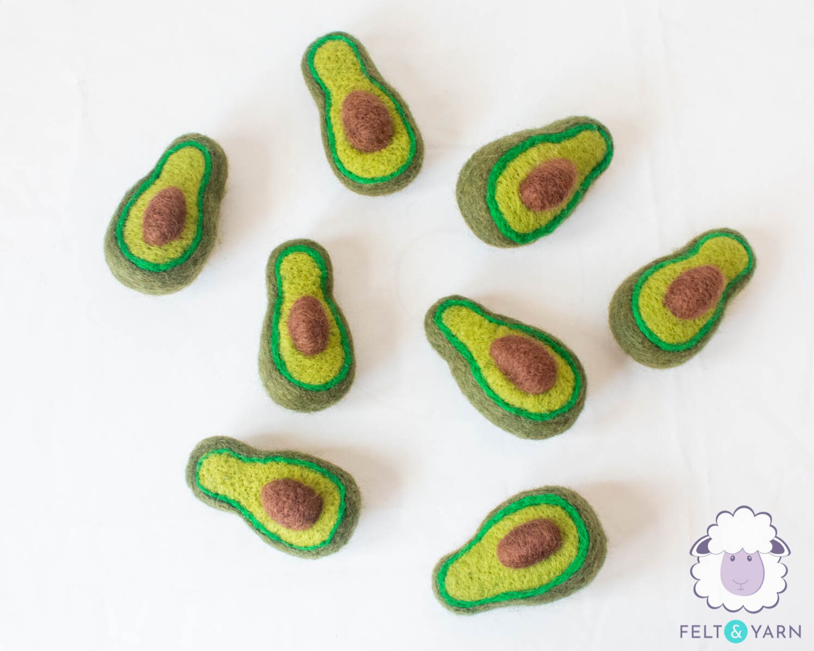 7cm Wool Felt Avocado With Seeds Felt Fruit Set Starts With 20 Pcs of ...