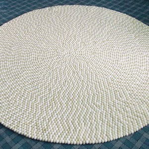 Almond White Wool Felt Ball Rugs Room Decor Handmade Round & - Etsy