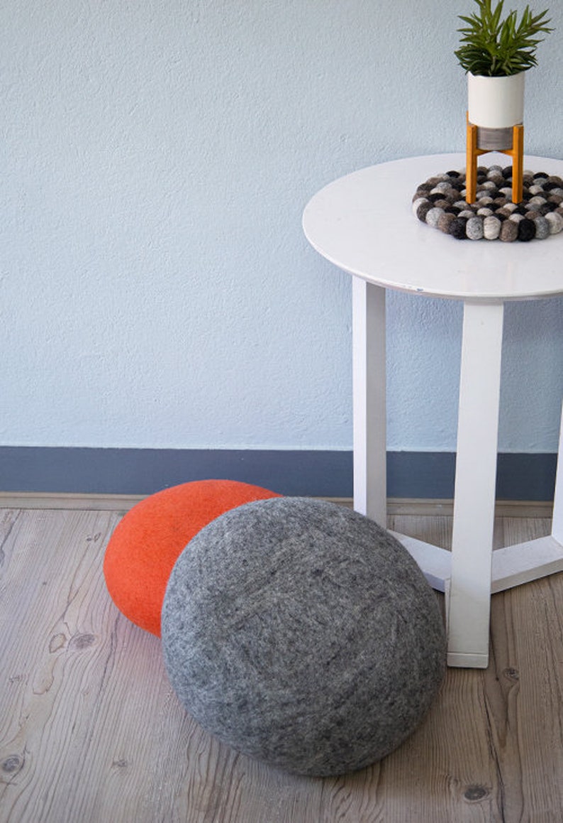 Wool Felt Pouf Wet Felted Stone Ottoman Pouf for Home Decor in - Etsy