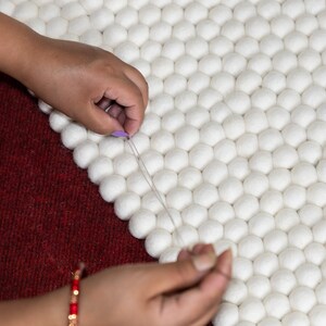 Almond White Wool Felt Ball Rugs Room Decor Handmade Round & - Etsy