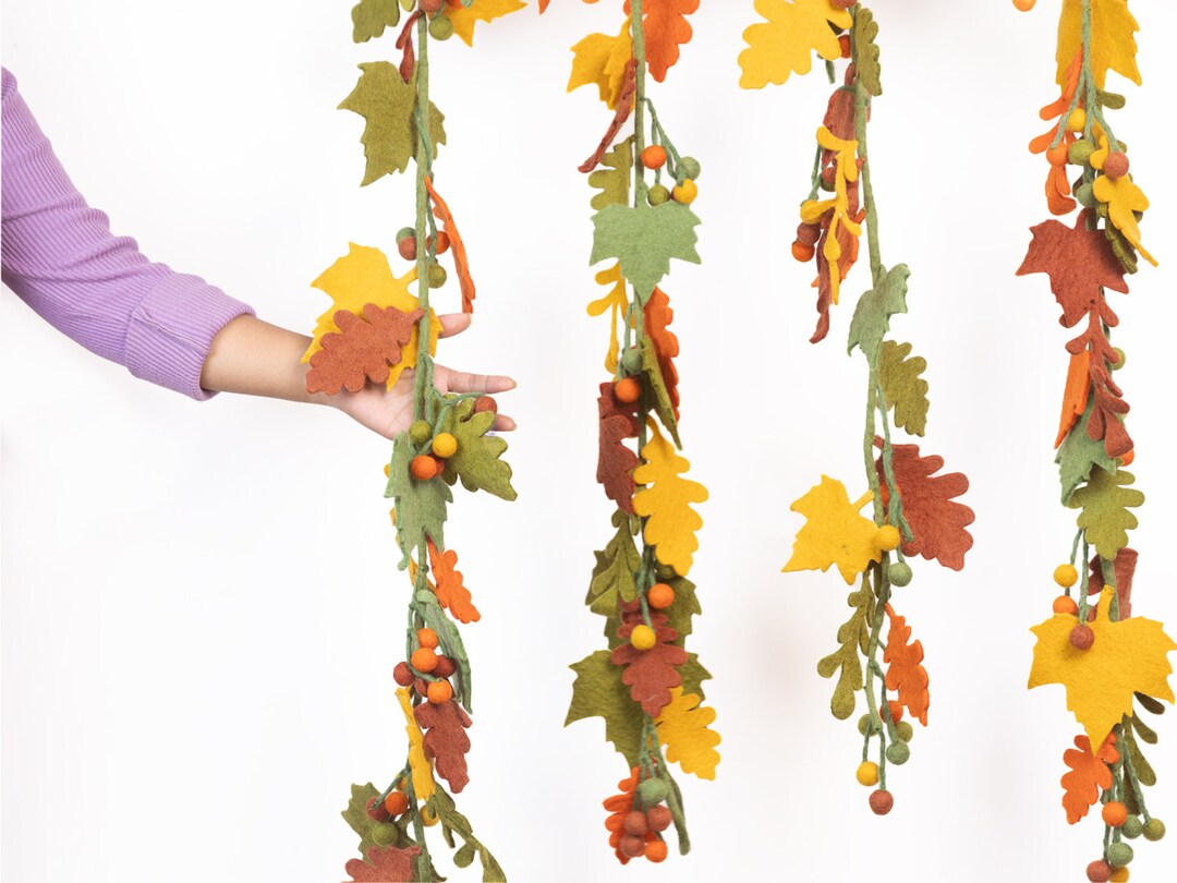 6ft Fall Maple Leaves Garland | Felt Leaf Garland | Mantle Home Decor ...
