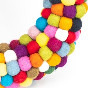 Wool Felt Ball Wreath With Hand Felted Multicolor Pom Pom Balls for ...
