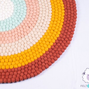 Rainbow Felt Ball Rug, Wool Ball Carpet Round Rugs, Handmade Felt Mat ...