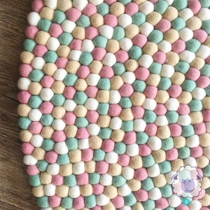 Minty Dream Round Felt Ball Rug, Wool Handmade Play Mat, Kids Nursery ...